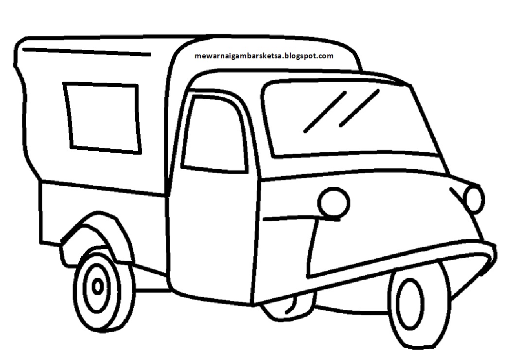 Mewarnai Gambar: Mewarnai Gambar Sketsa Bemo 2