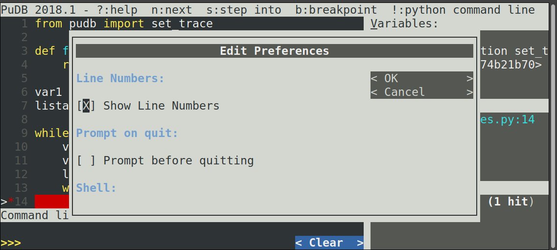 Python 3 para impacientes: El depurador PuDB