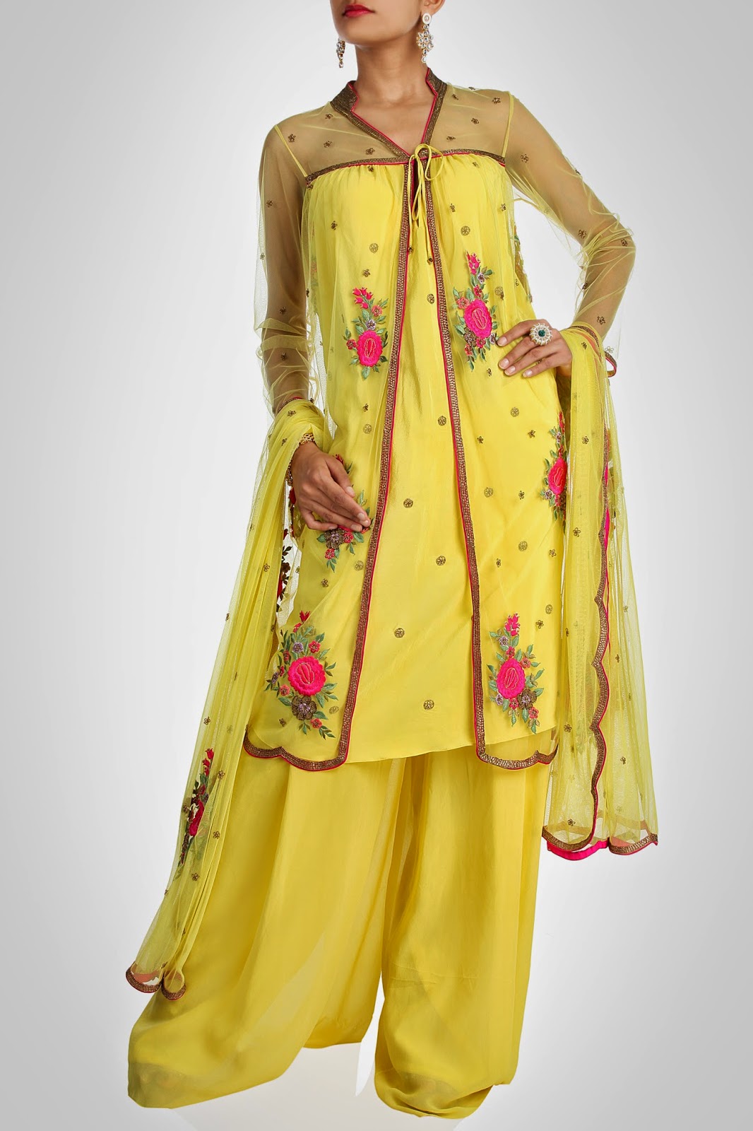 Brand New 2014 Ribbon Flowers and Thread Work Outfits by Designer ...