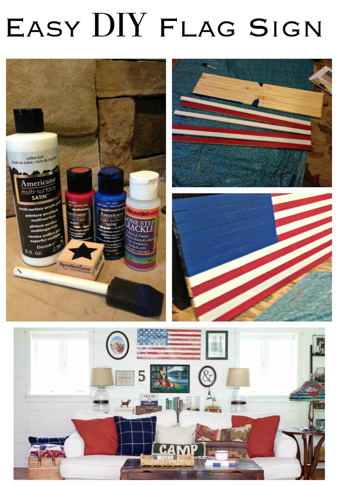 Summer Gallery Wall with DIY Flag Sign | Golden Boys & Me