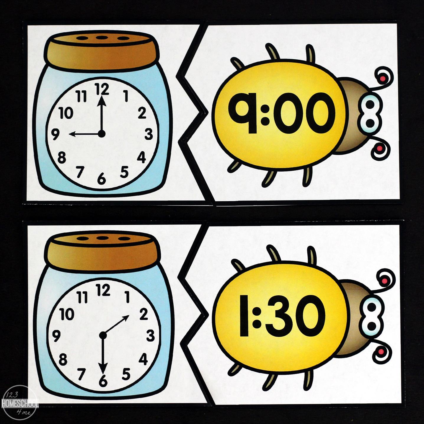 FREE Insect Telling Time Puzzles