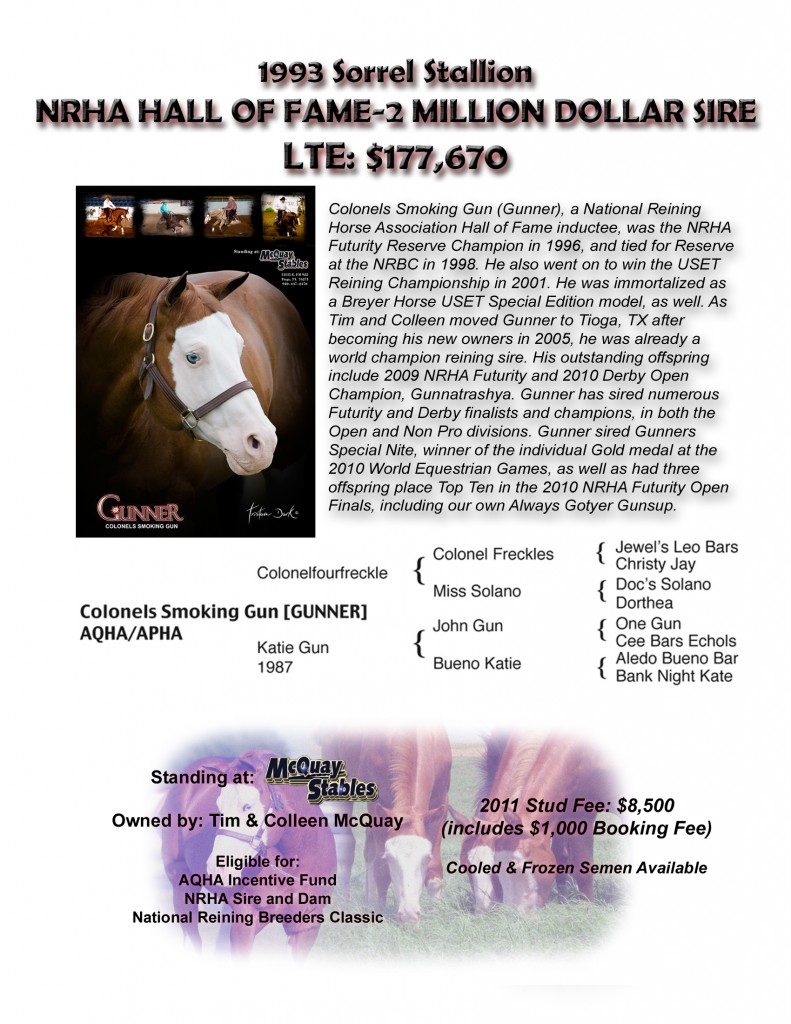 100 Mile Sliders Reining Club: STALLION SPOTLIGHT # 3-Colonels Smoking ...