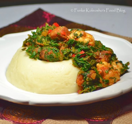Christmas Lunch - Pounded Yam with Turkey & Prawns Efo Riro