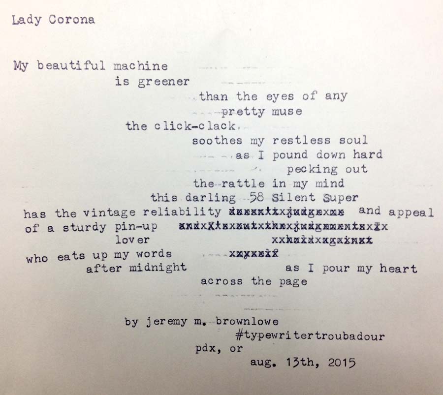 Portland’s Typewriter Troubadour/ /THE TYPEWRITER REVOLUTION