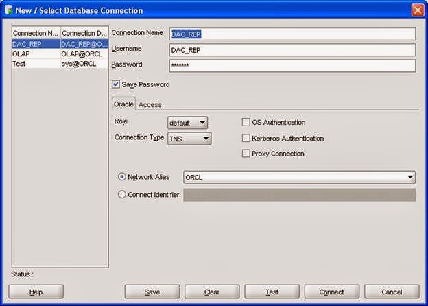 Connection to the DAC Repository ~ Datawarehouse Architect