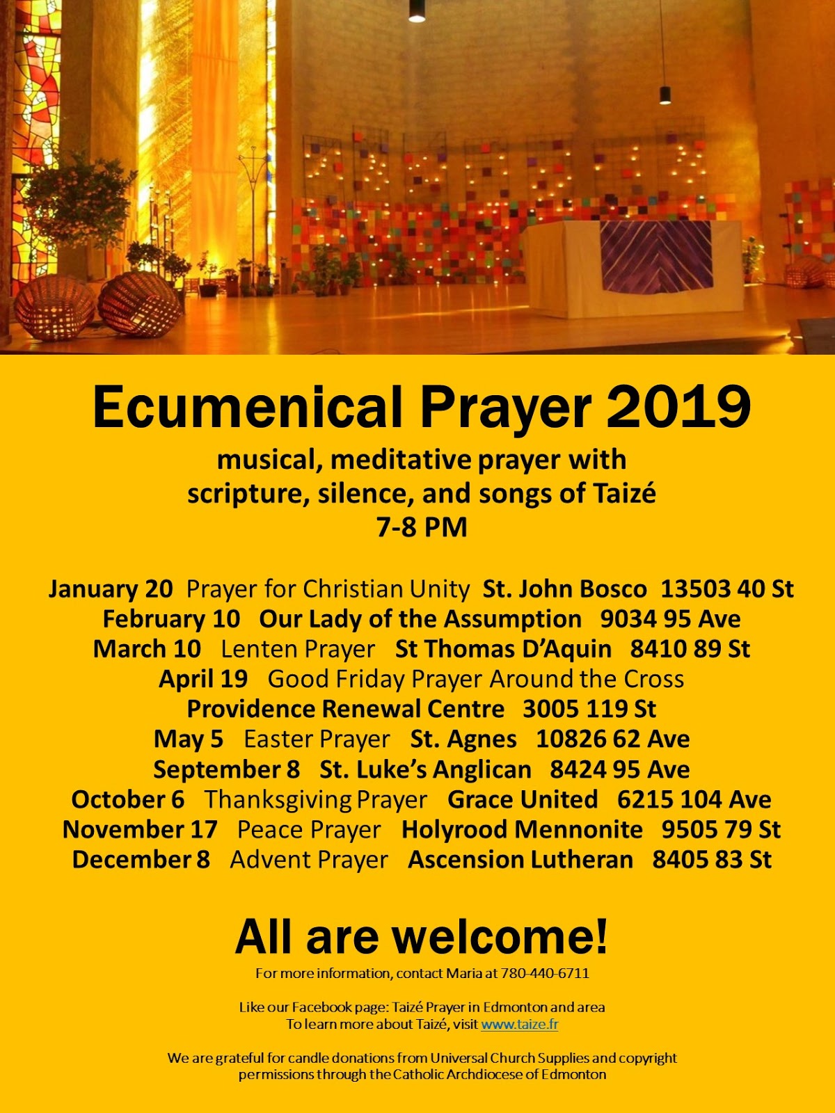 Simple Moodlings: Ecumenical Prayer (with Taize chants) for 2019