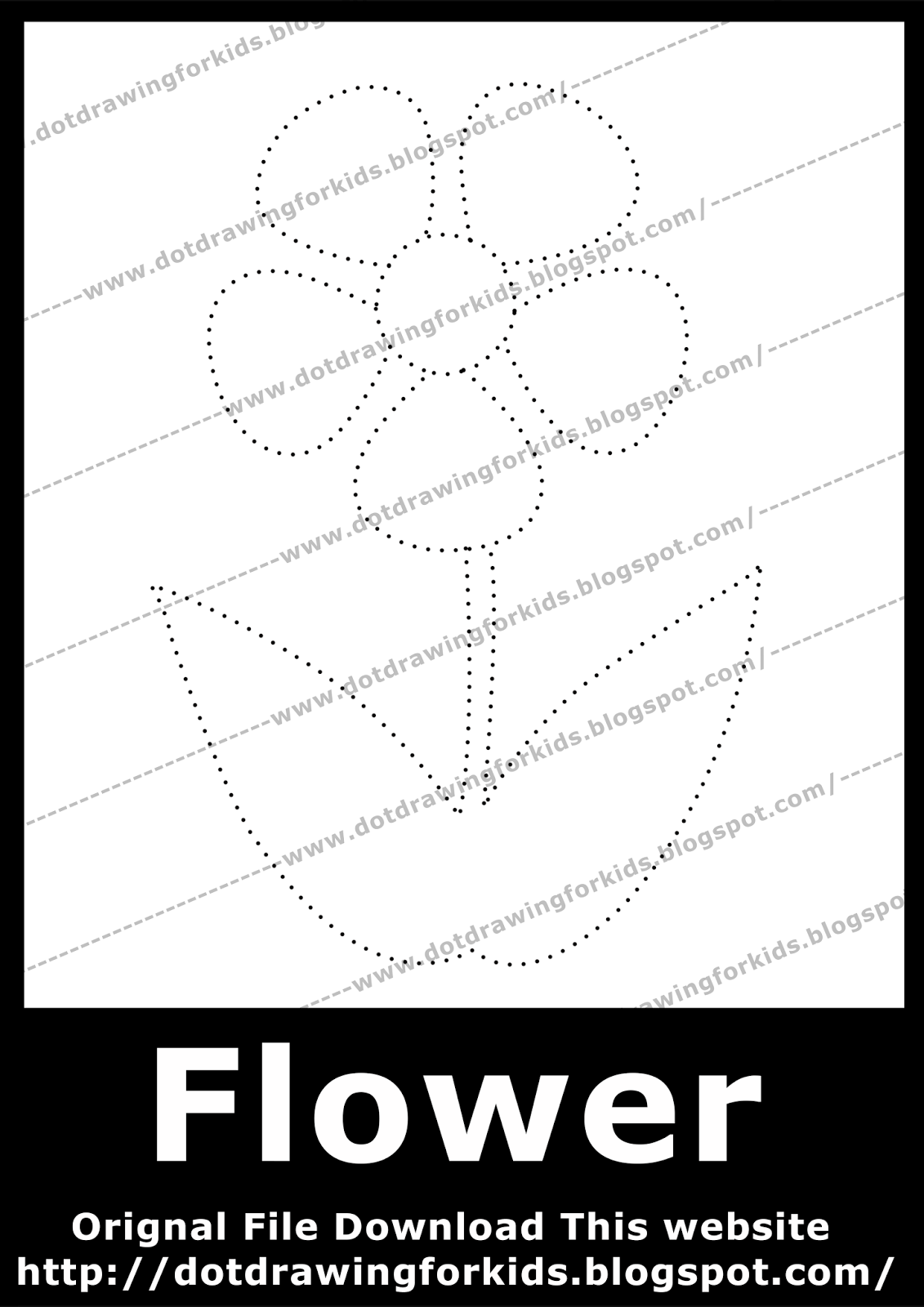 Dot Drawing For Kids: Flower dot drawing, flowers clip art, dot to dot ...