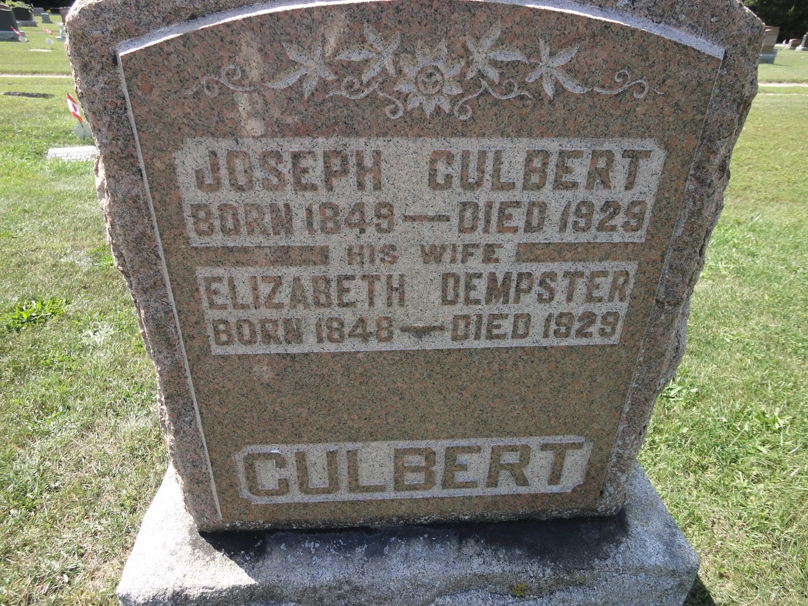 Culbert Family History: Joseph Culbert and Eliza Dempster