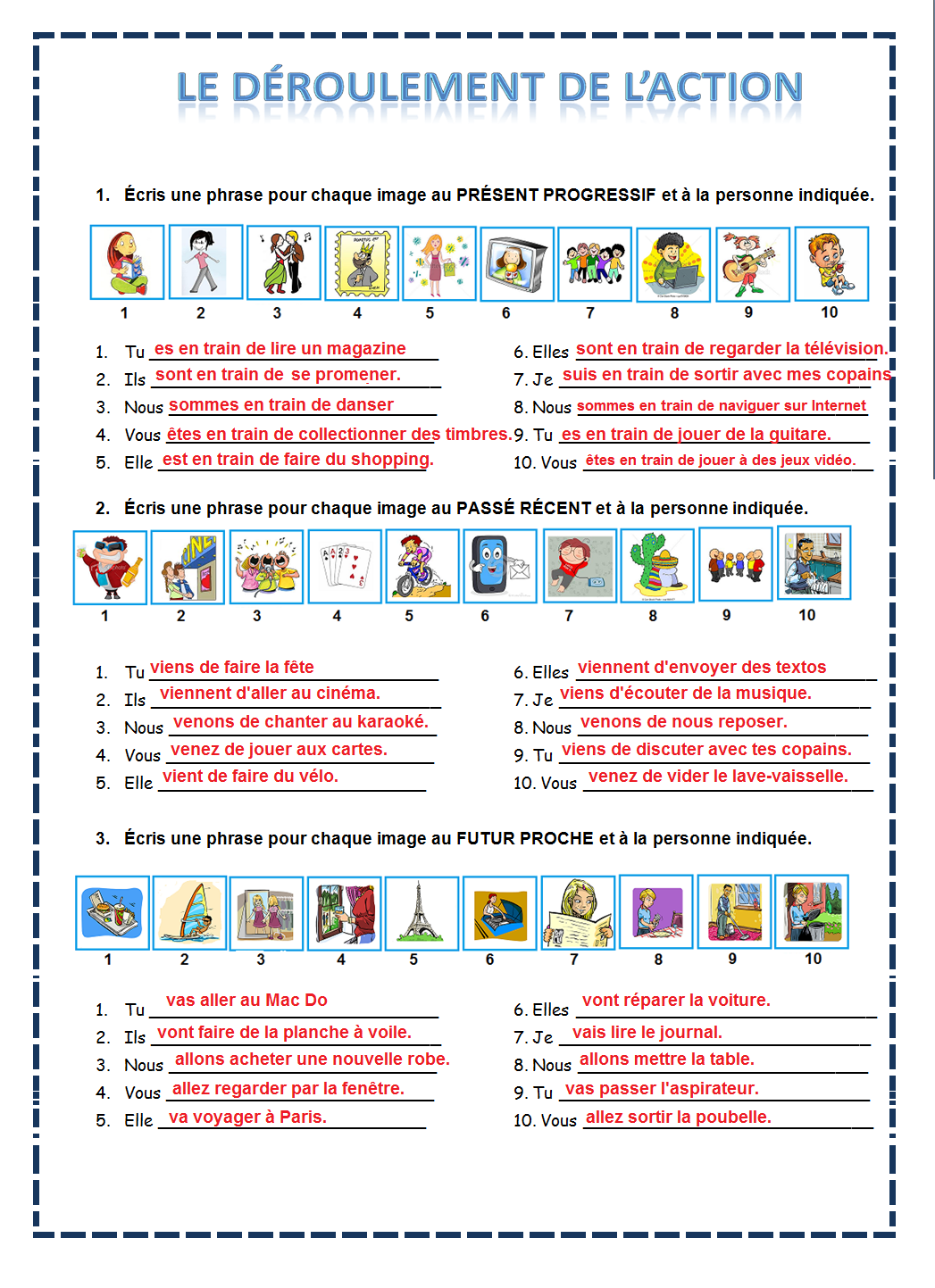 exercices sur le futur proche et le passé récent pdf