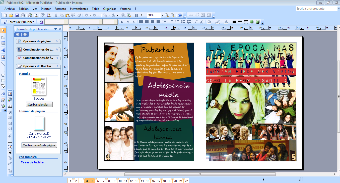 La mejor cultura son tus raíces: Trabajo en Publisher: Revista