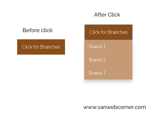 How to create simple drop down button using css and javascript