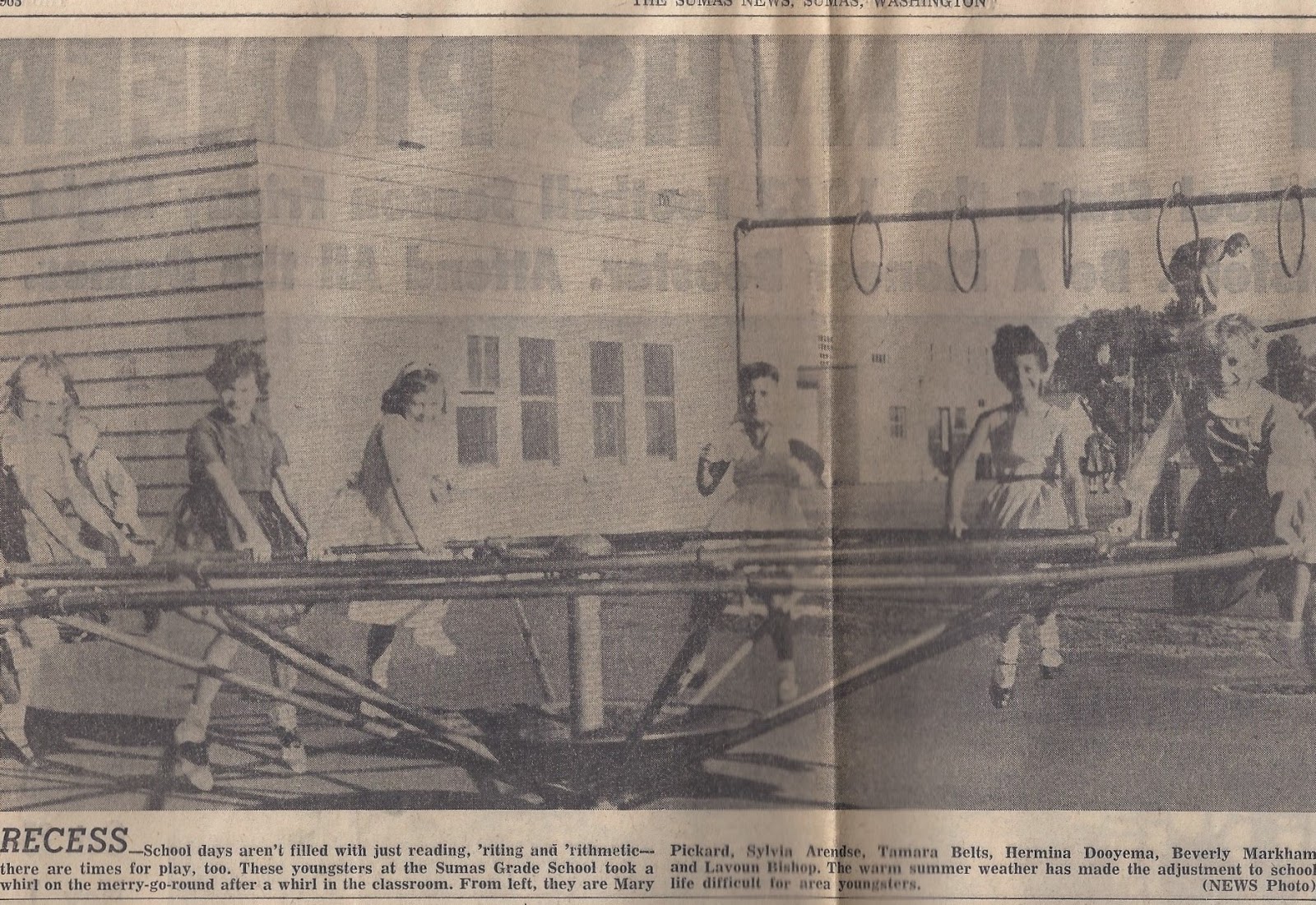 Nooksack Valley Nostalgia: Playground at Sumas Grade School - 1963