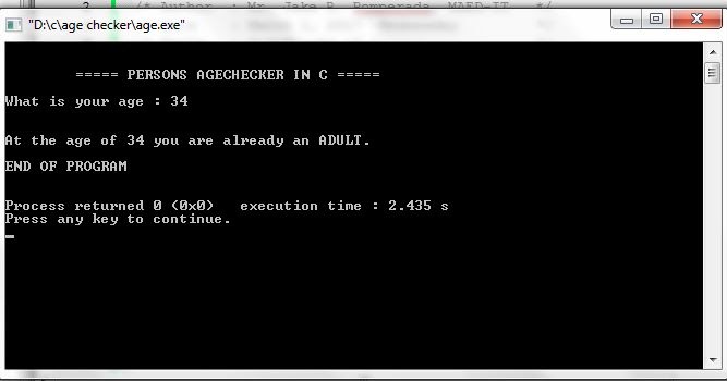 Free Programming Source Codes and Computer Programming Tutorials: Persons Age Checker in C