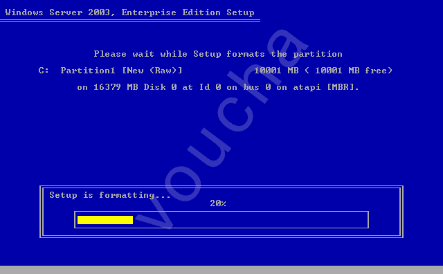 Setelah format selesai, Windows Server 2003 Setup menyalin file-file ke ...