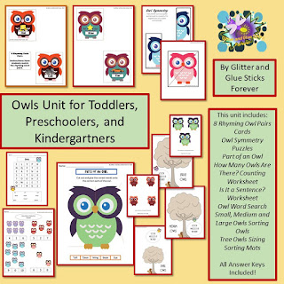Glitter and Gluesticks Forever: What a Hoot!: Owl Unit for Toddlers ...