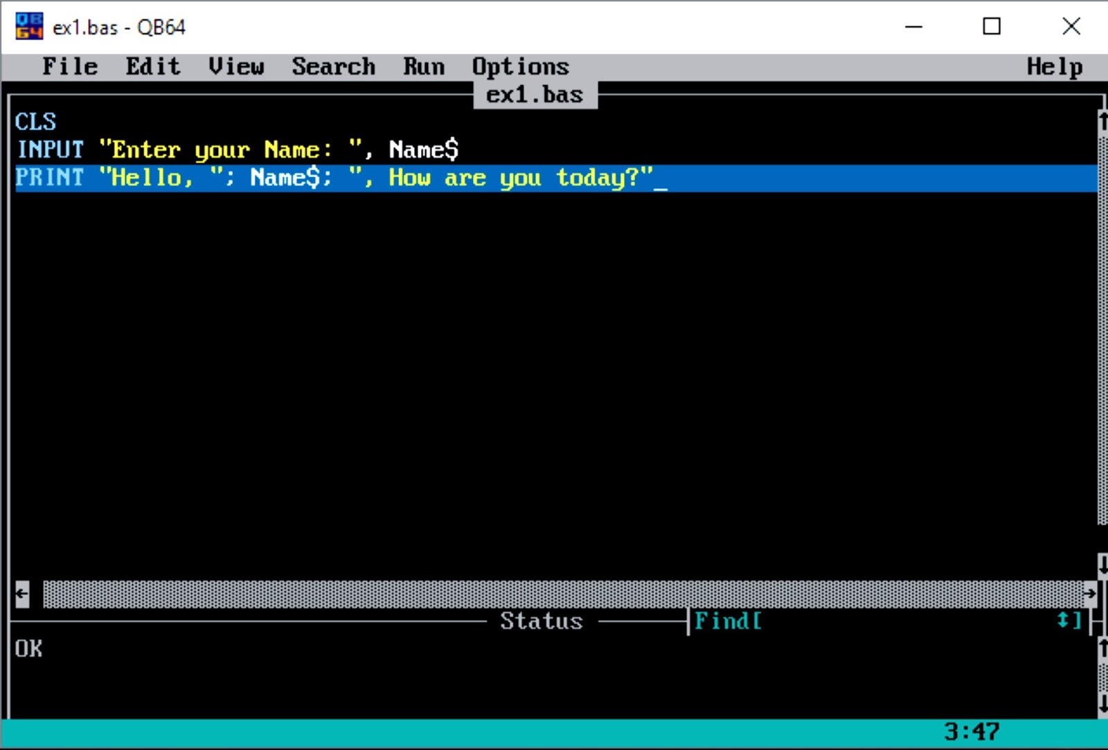 QBASIC TUTORIAL 6 - User Input ~ ELITCODE - Learning Starts Here QBASIC TUTORIAL 6 - User Input ~ ELITCODE - Learning Starts Here