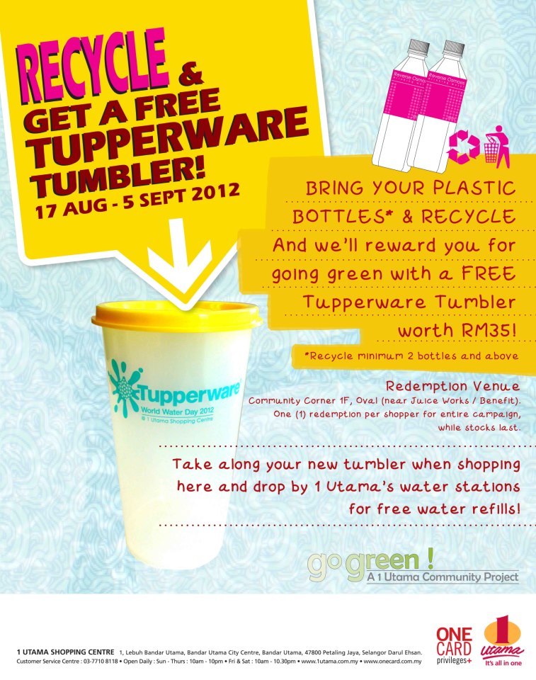 BestLah: 1 Utama Shopping Centre - Recycle & Get A FREE Tupperware ...
