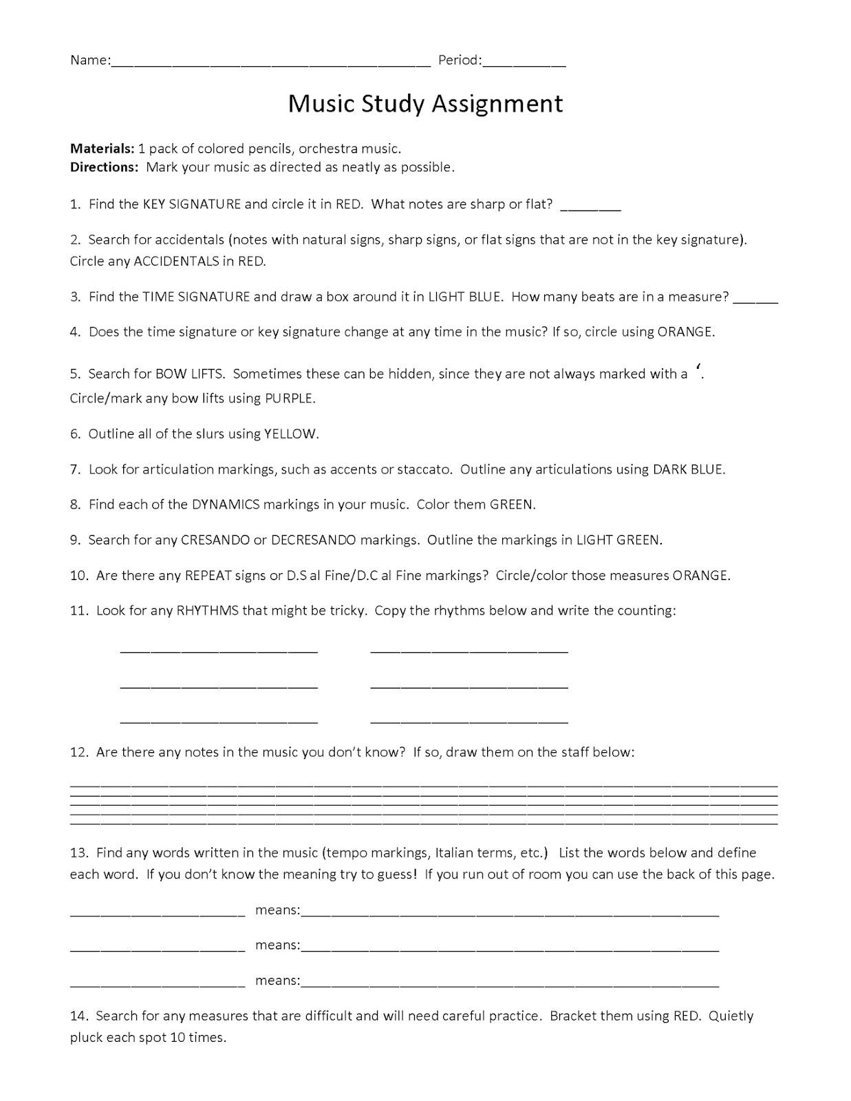 Orchestra Classroom: Finally - A Meaningful Assignment students can ...