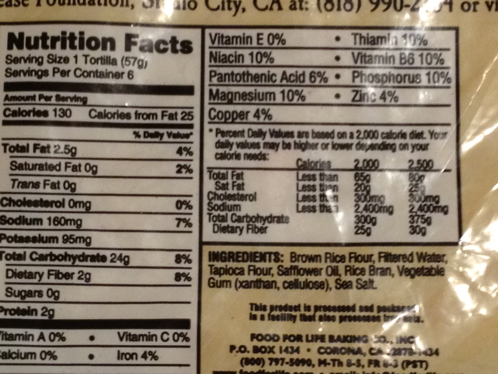 Nutrition In Rice Tortillas at Betty Pitts blog