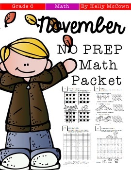 Kelly McCown: November NO PREP Math Packets {Grades 6 to 8}