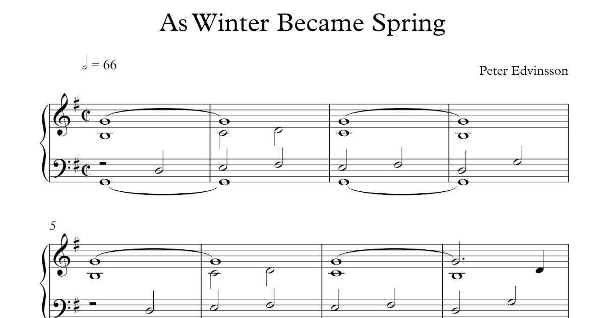 Free easy piano sheet music | As Winter Became Spring by Peter Edvinsson