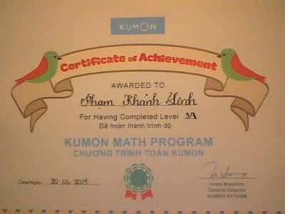 Math Reward: My daughter got certificate of achievement level 3A at ...