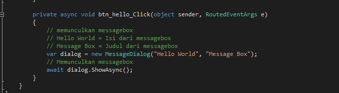 Windows 10 Universal App : Hello World - Tutorial Koding