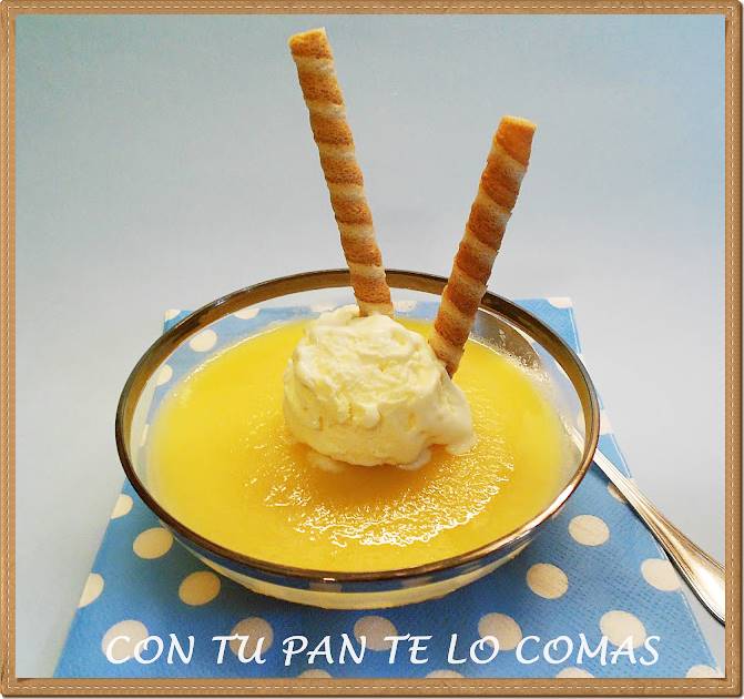 CREMA HELADA DE MELÓN Y MELOCOTONES