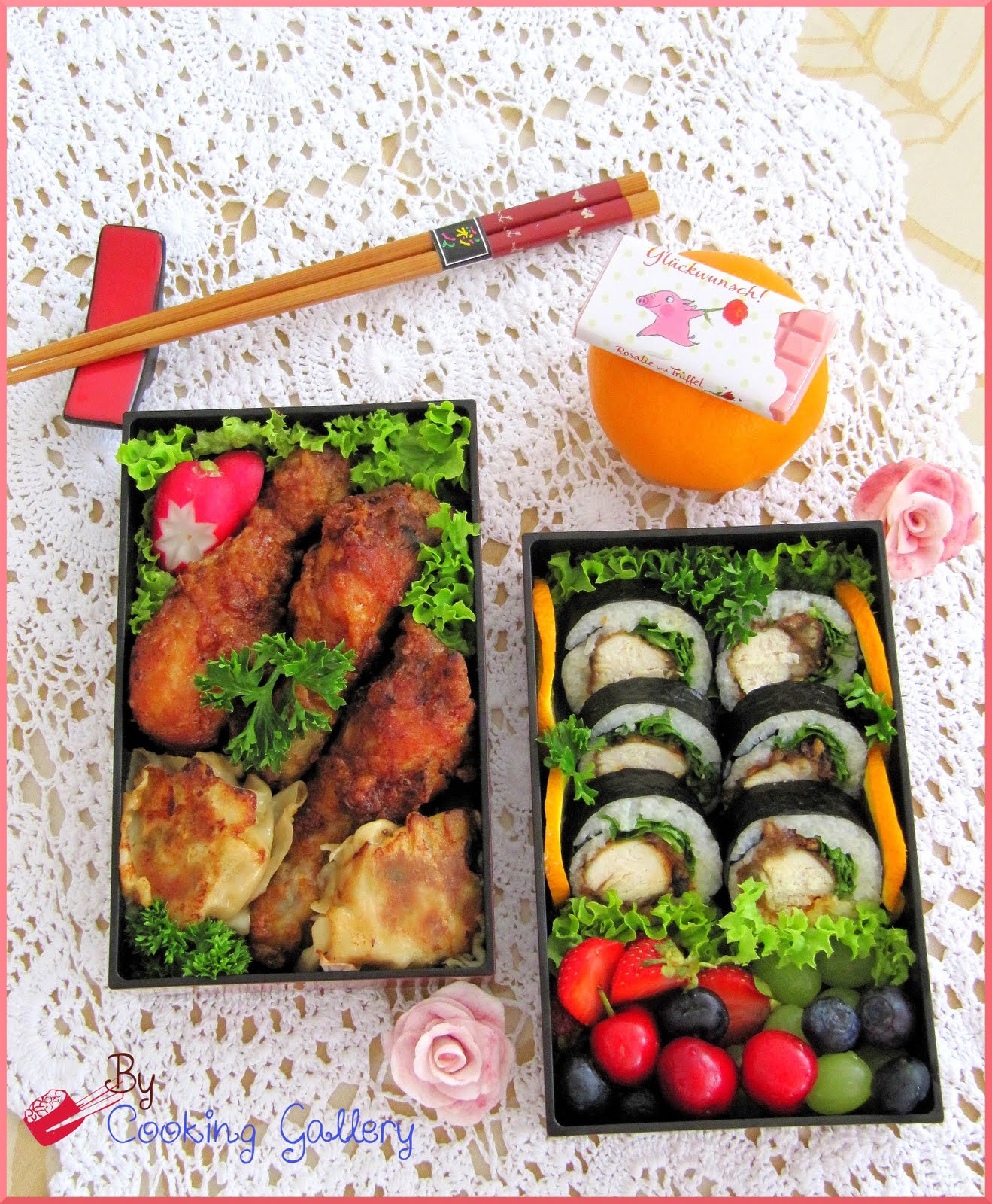 Chicken Karaage & Rucola Sushi Bento | Cooking Gallery