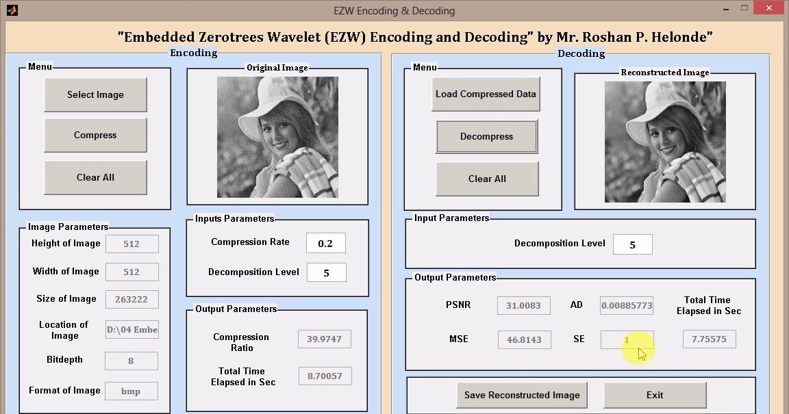 Matlab Project Image Compression Using Embedded Zero Tree EZW Wavelet Technique ~ ENGINEERING ...
