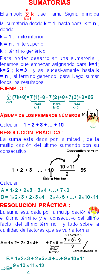 SUMATORIAS Y SUS PROPIEDADES EJERCICIOS RESUELTOS PDF