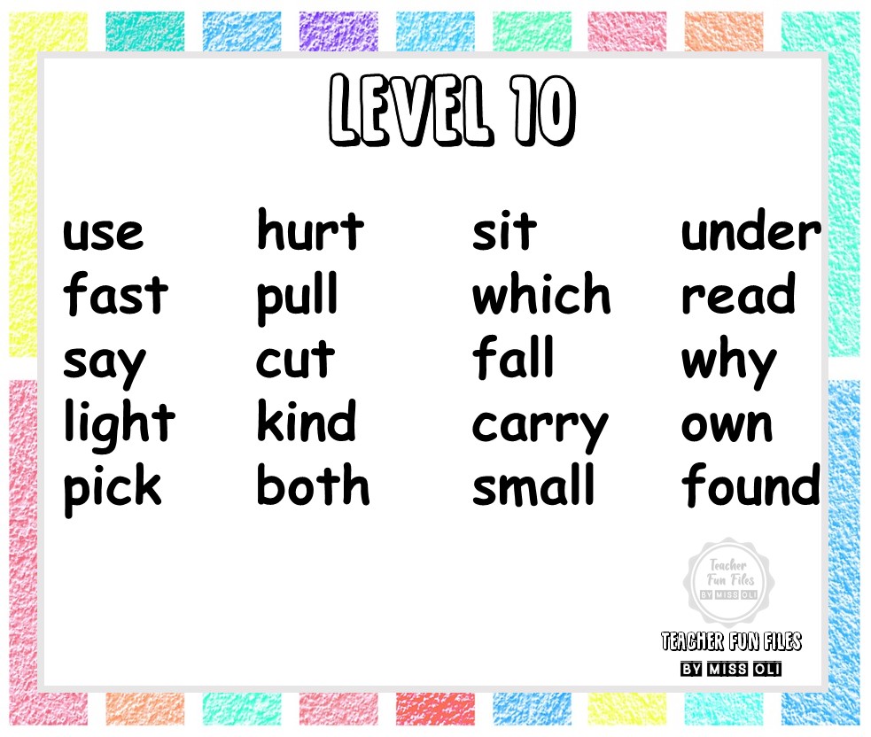 Teacher Fun Files: Basic Sight Words in Different Levels