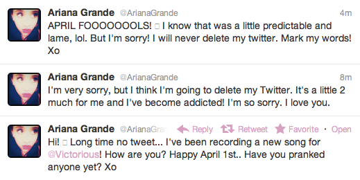 Amazing Ariana Grande: Ariana Grande- Twitter April Fools