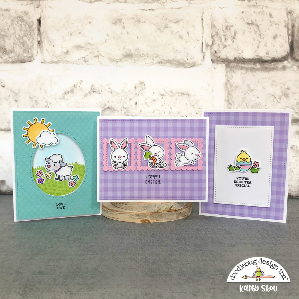 Doodlebug Design Inc Blog: HOPPY EASTER - Stamped Card Trio | with Kathy