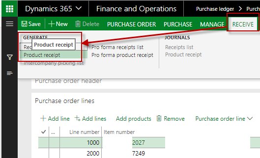 Posting Partial Product Receipt and Invoice in D365FO Purchase Orders