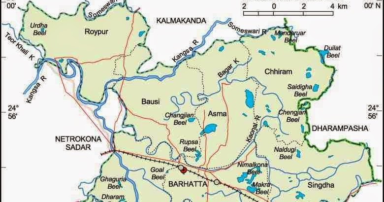 Barhatta Upazila Map, Netrokona District, Bangladesh