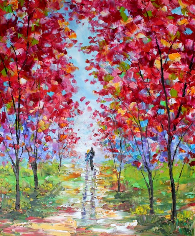 Karen Tarlton: Original oil painting Spring Romance palette knife fine ...