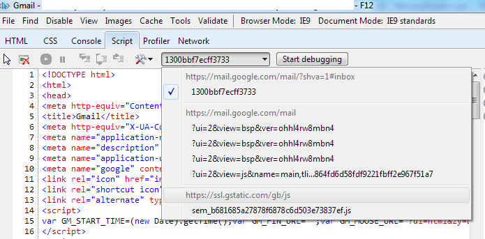 Programmability Notes Debugging Dynamic Scripts In Ie 9 Developer Tools