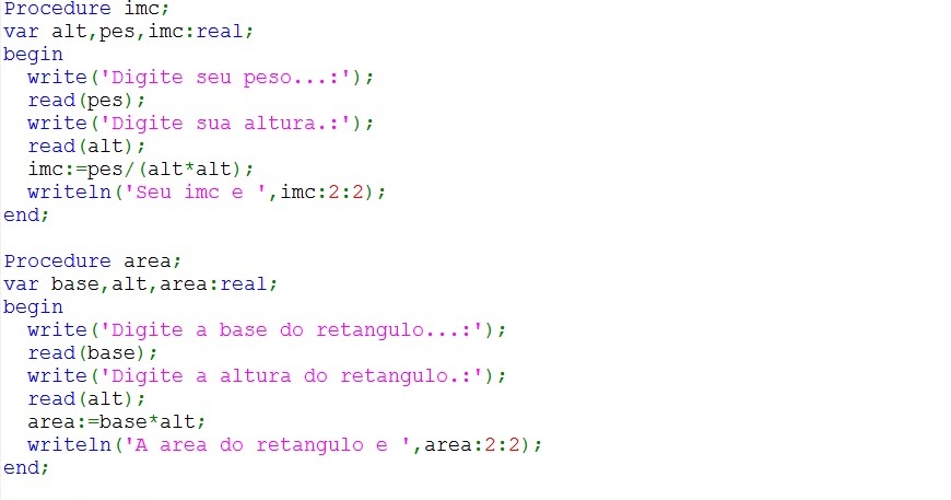 Bit da Educação : Revisão de Procedures - Pascal