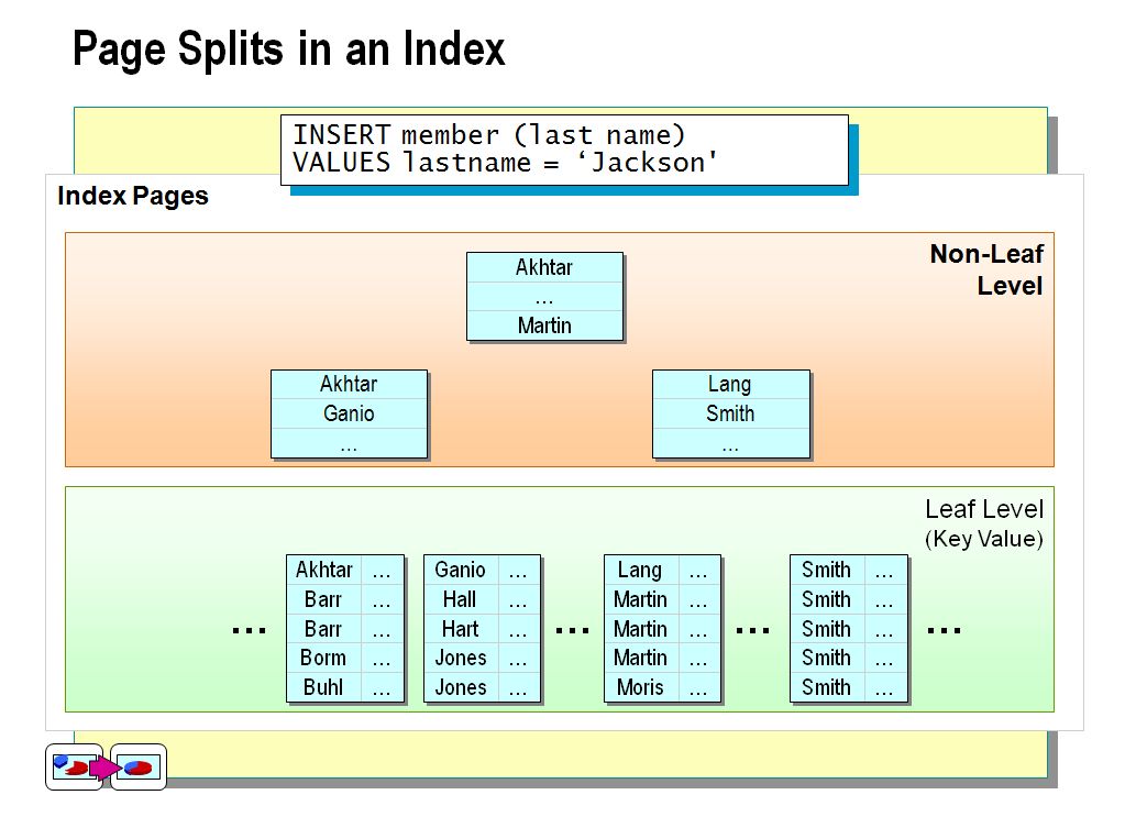 sharing: Page Splits in An Index