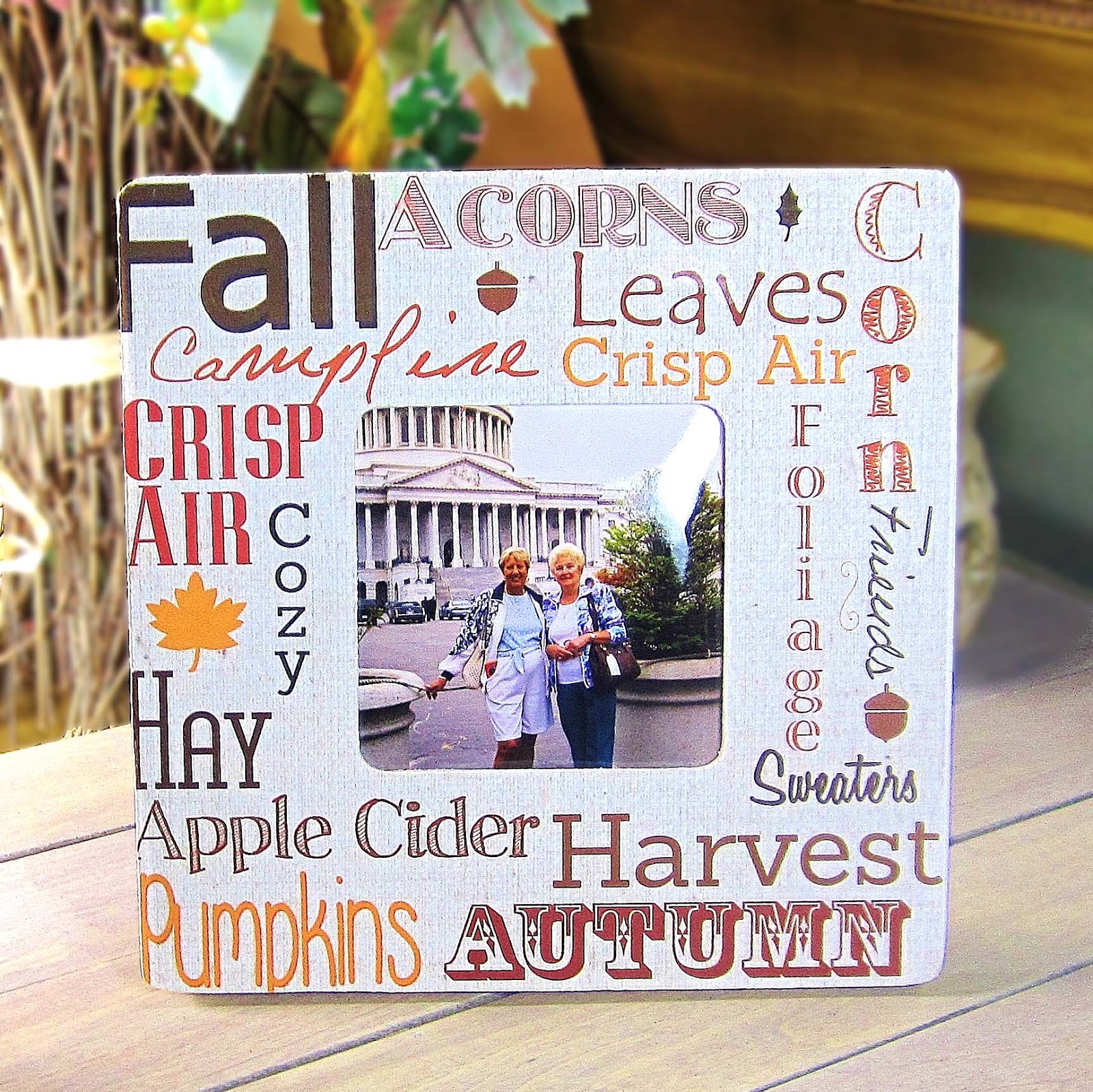 365 Designs: Autumn Words Decoupaged Frame with Free Download