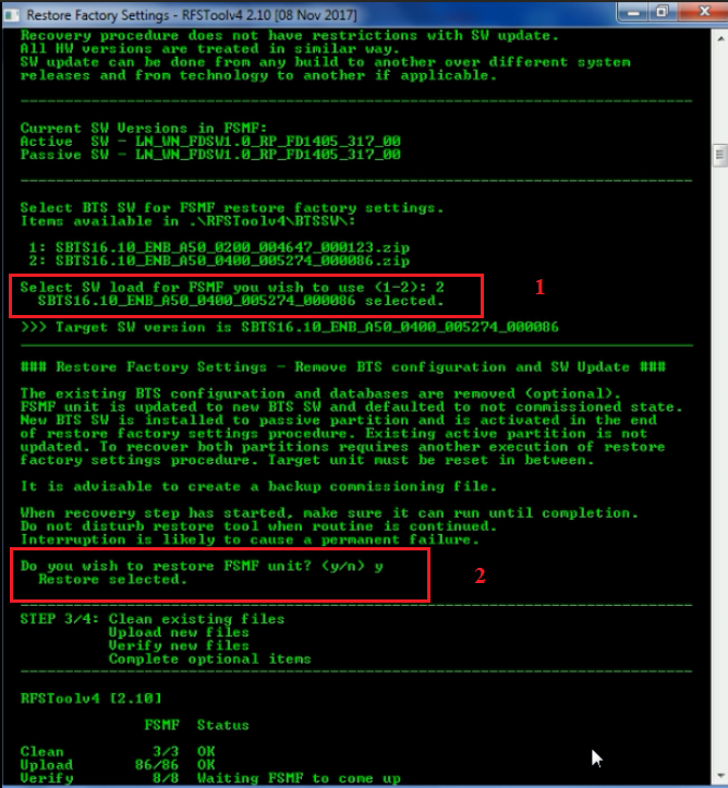 Restore Factory Setting in Nokia SRAN on FSMF