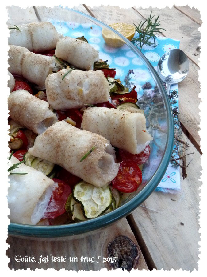 Un déjeuner au bord de la mer {rouleaux de sole sur tian provençal ...