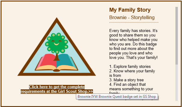 Peterson AFB Girl Scout Troop 716: Brownie Badges