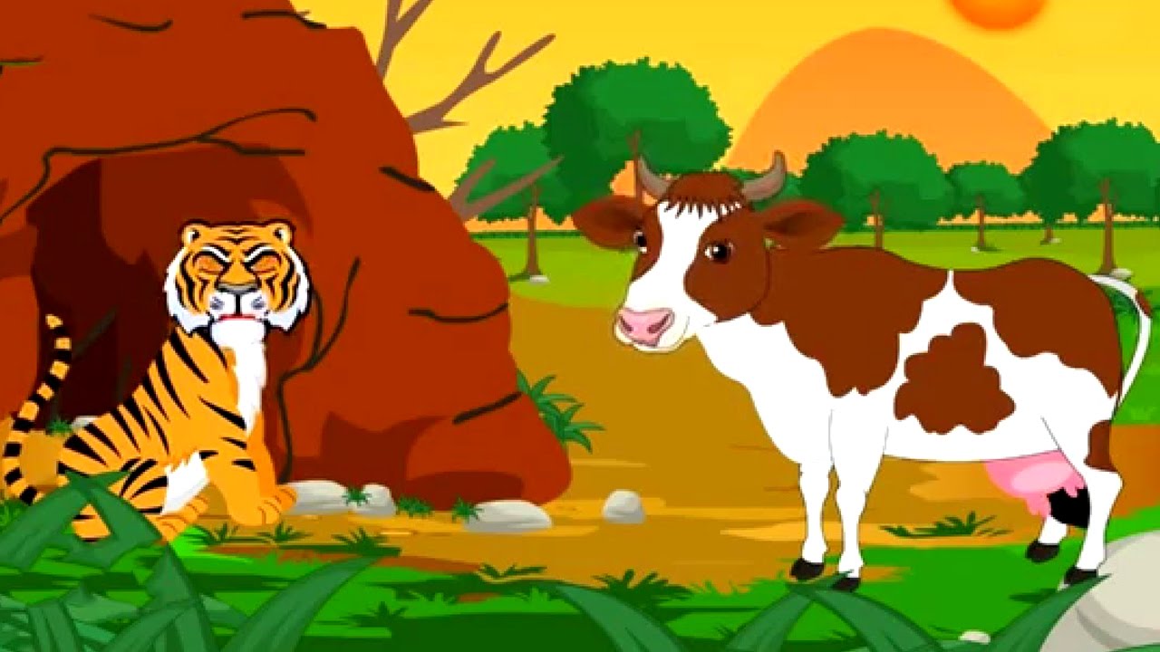 Cow and the Tiger Moral Story ~ Short Stories For Children