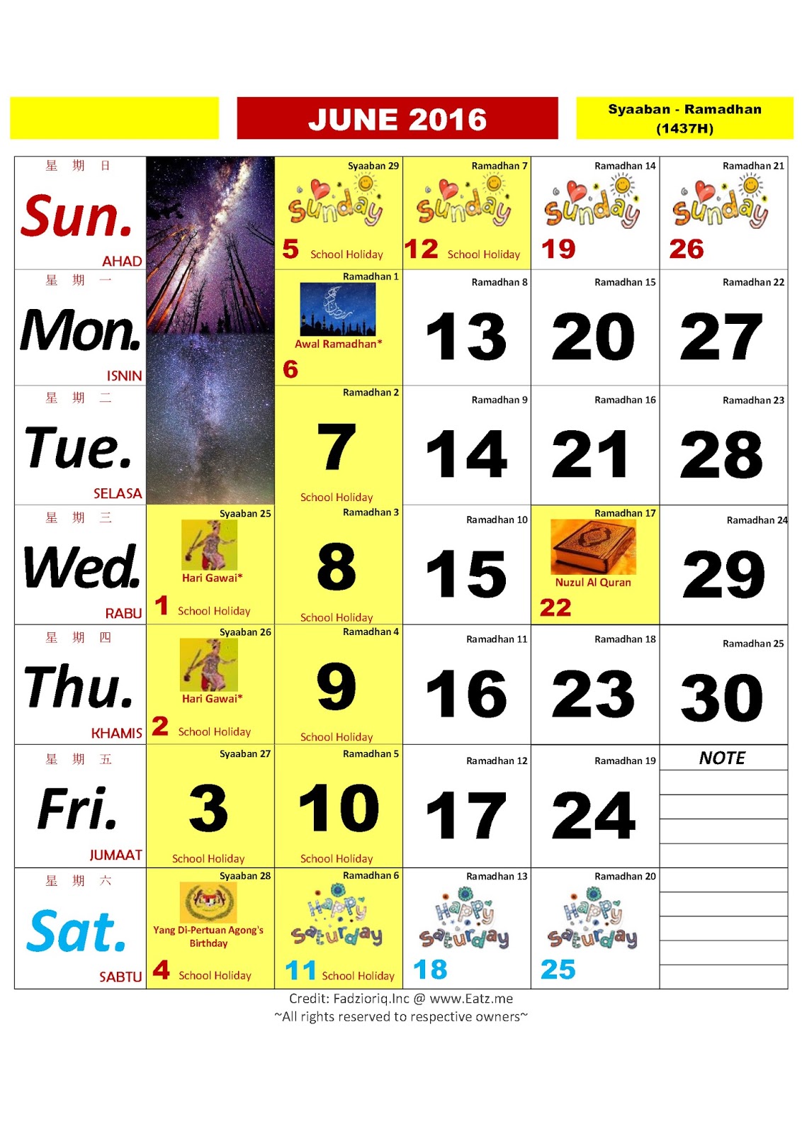 Pusat Sumber: Kalendar Bulan Jun 2016