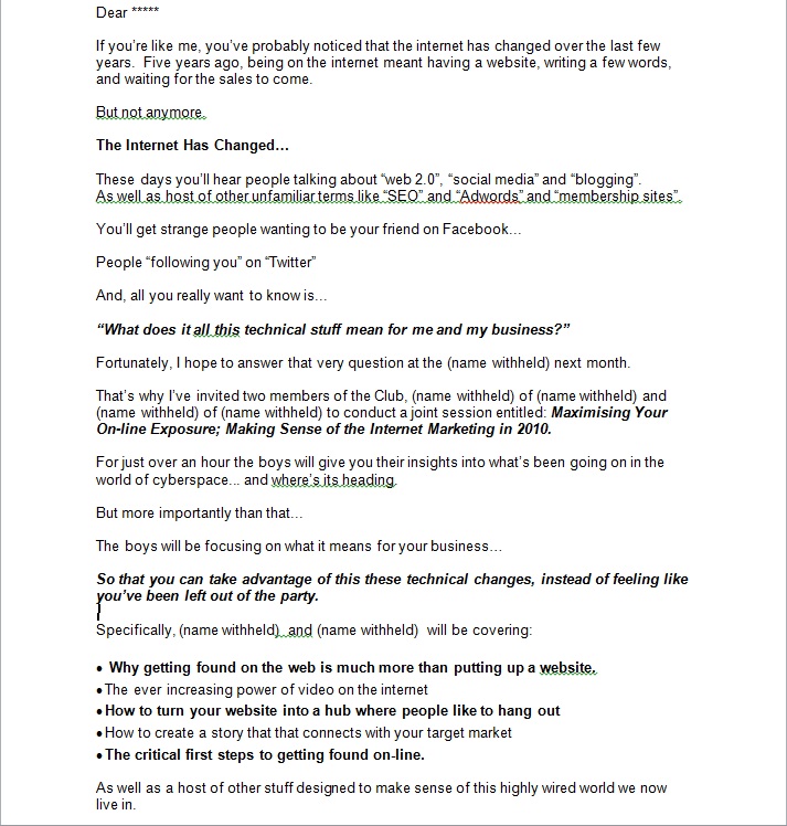 Copywriter Perth: Business and Sales Letter Examples