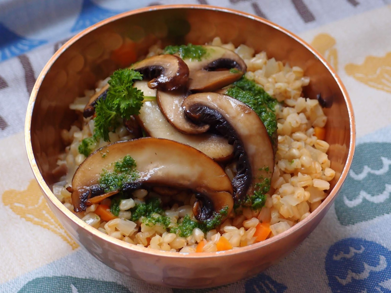 The VegHog: Pearled wheat risotto with portobello mushrooms