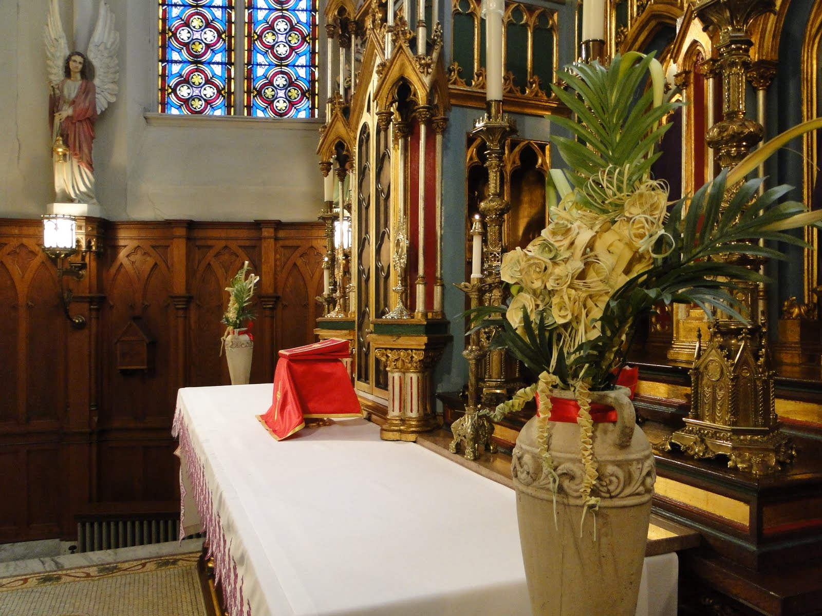 St. Joseph's Blog: Palm displays on both sides of the altar for Palm Sunday