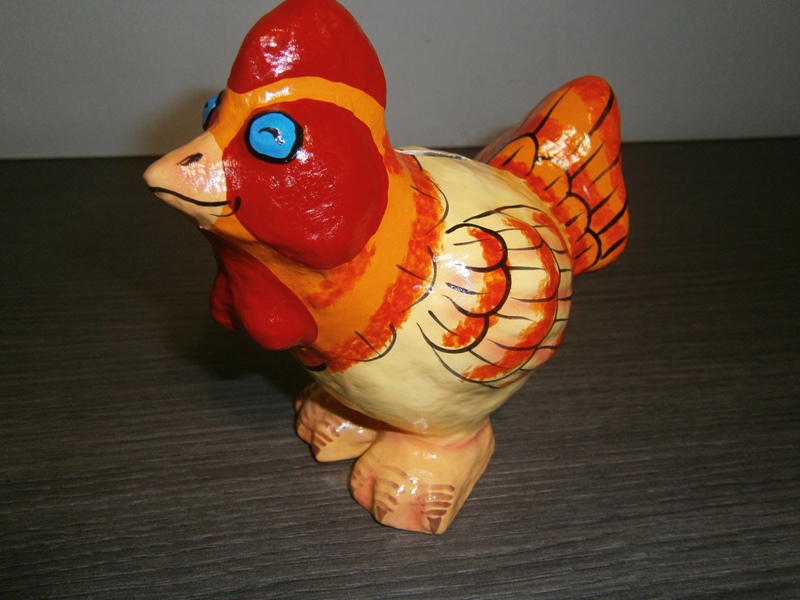 Thailand hand made paper mache Chicken piggy bank coins ~ Paper mache ...